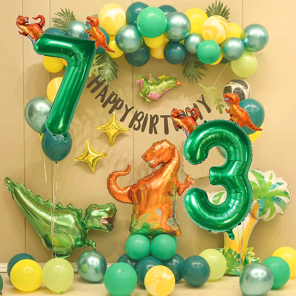 40 Inch Green Number 2 & 2 Pcs Mini Dinosaur Balloon for Boys Birthday Party Decorations, 2nd Birthday Dinosaur Party Supplies, Green Jungle Dinosaur Theme Birthday Party Balloons Decorations