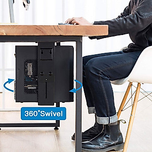 CPU Holder Under Desk Mount - Adjustable Wall PC Mount with 360° Swivel, Heavy Duty Computer Tower Holder Holds up to 22lbs by HUANUO