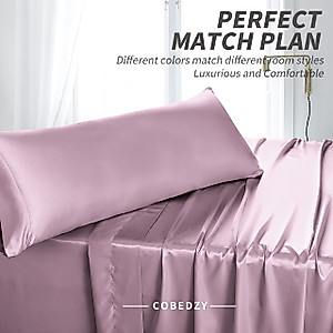 Cobedzy Purple Satin Pillowcase for Hair and Skin, Cooling 20x54 Body Pillowcase Soft Pillow Case Body Size Silky Body Pillow Cover with Envelope Closure