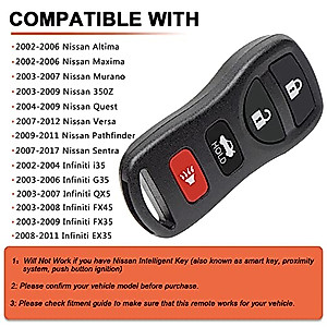 SaverRemotes for 2002-2006 Nissan Altima Maxima Keyless Entry Remote Control Car Key Fob Replacement for KBRASTU15 (Pack of 2)