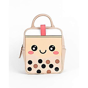 Boba Premium Faux-Leather Backpack, Crossbody, or Purse (Milk Tea)