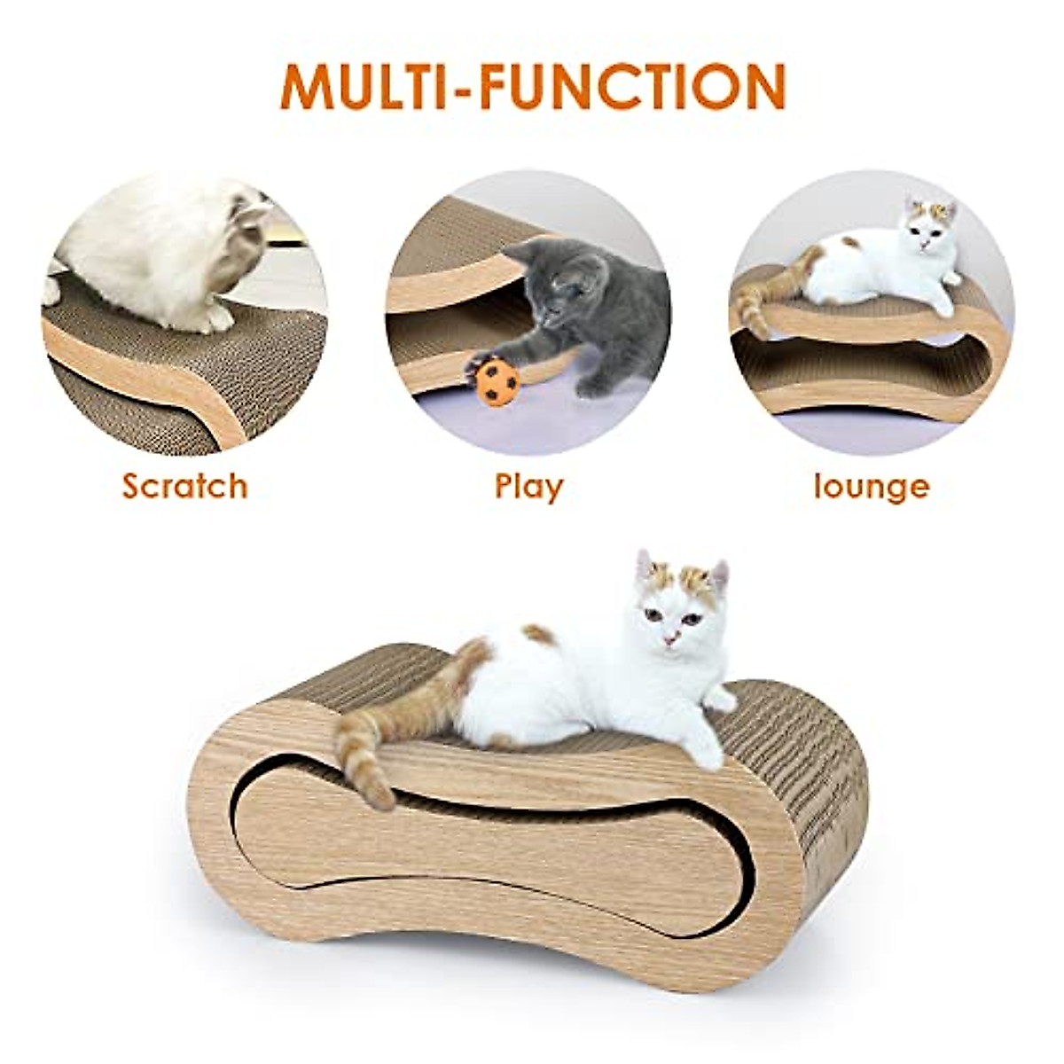 Furrytale 2 in 1 Cat Scratch Pad - Corrugated Cardboard Ultimate Cat Scratching Board, Reversible Cat Lounge Scratcher for Indoor Cats