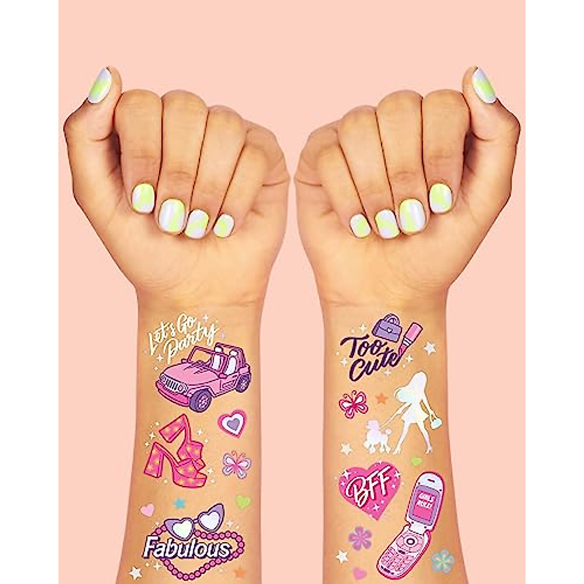 xo, Fetti Pink Temporary Tattoos for Girls - 42 styles | Pink Birthday Party Supplies, Party Favors, Cute Decorations, Easter Basket