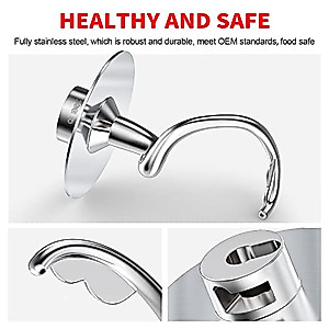 Spiral Dough Hook Accessories for Kitchenaid Stand Mixer, aikeec Fully Stainless Steel K45DH Dough Hook for Kitchen aid 4.5/5 Quart Tilt-Head Stand Mixer, Mess Free Mixer Accessory, Dishwasher Safe