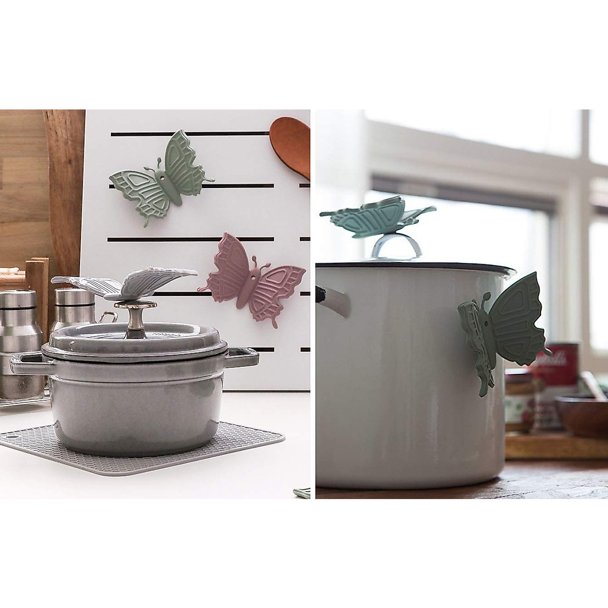 SNT Butterfly Silicone Potholder Heat Resistant Lid Lifters Magnetic Pinch Mitts Set of 8