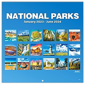 2023 Wall Calendar - National Parks Wall Calendar 2023-2024, Jan 2023 - Jun 2024, 24" x 12" (Open), Calendar with Hanging Hook, Blocks and Holidays - National parks with breathtaking photographs