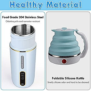 Portable Kettle,380ml Travel Kettle Electric Small,Portable Water Boiler,Mini Travel Tea Kettle,Fast Boil and Auto Shut Off Water Kettle Warmer,Double Wall Insulated Coffee Hot Water Heater Tea Maker