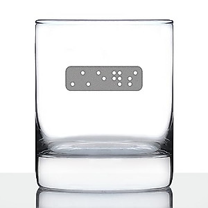 Braille Cheers Rocks Glass - Fun Braille Gifts for Braille Teachers and Visually Impaired or Blind Braille Readers - 10.25 Oz Glasses