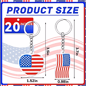 40 Pack American Flag Keychains 4th of July Party Favors for Adults USA Flag Heart Souvenir Keychain Accessories Patriotic Key Chain Flag American Flag Gifts for Veterans Day Independence, 2 Styles
