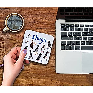 Set of 6 Bird Pun Coasters, 2023 New Square Drinks Coaster, Thicken Funny Bird Coasters Suitable for Home Kitchen Bar Table Decorations, Gifts for Bird Lovers