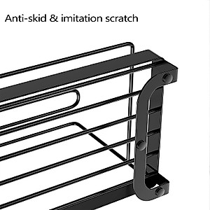 Oyydecor Sink Caddy, Sponge Holder for Kitchen Sink Organizer, 304 Stainless Steel Rustproof Countertop Sponge Brush Soap Holder with Drain Pan for Counter (Black)