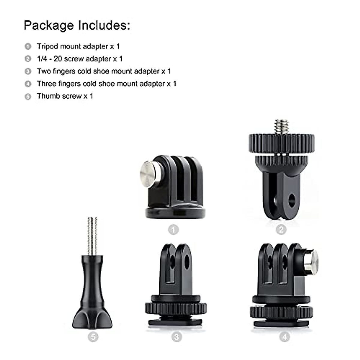 SOONSUN Tripod Mount Adapter, 1/4-20 Screw Adapter, Tripod and Cold Shoe Mount Convert Adapter Compatible with GoPro Hero 11 10 9 8 7 6 5 4 3 2, Session, Max, and All Action Cameras, DSLR Cameras