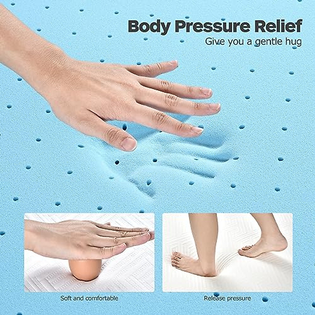 Twin XL Mattress Topper 4 Inch Gel Memory Foam Cooling Mattress Pad for College Dorm Bed, Double Sided Fabric Cover for Double Sided Use Bed Topper Comfort Support Pain Relief (Removable Soft Cover)