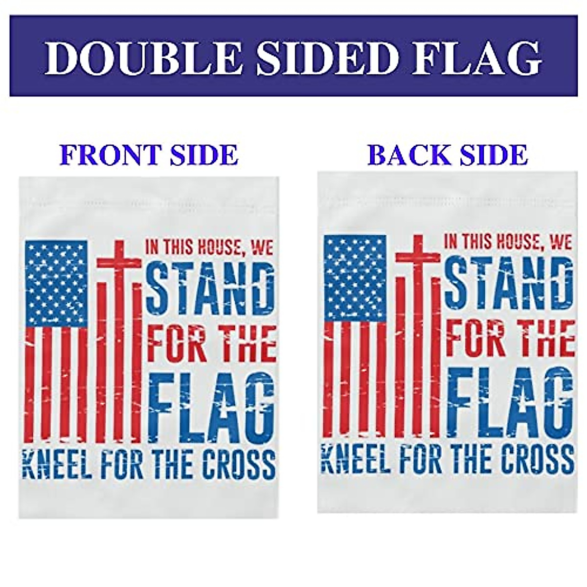 LiberTee Shirts In This House We Stand For the Flag and Kneel For the Cross Garden Flag | 12"x18" Proud Conservative and Patriotic Yard Sign Showing Support for Your Country and Anthem