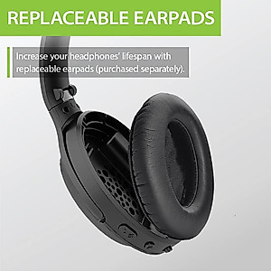 Avantree Aria - Bluetooth Noise Cancelling Over Ear Headphones with Microphone, Detachable Boom Mic for Business Calls, 35H Playtime, Wireless & Wired Headset for Phone PC Computer Laptop