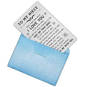 TANWIH Gifts for Niece, Metal Engraved Wallet Card for Niece, Niece Birthday Graduation Gifts from Aunt Uncle