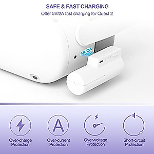 Kuject Battery Pack for Quest 2 and Quest, 5000mAh Lightweight Power Bank for Extra 2-4 Hours Playing time, Rechargeable Accessories with Power Indicator 2 Pack