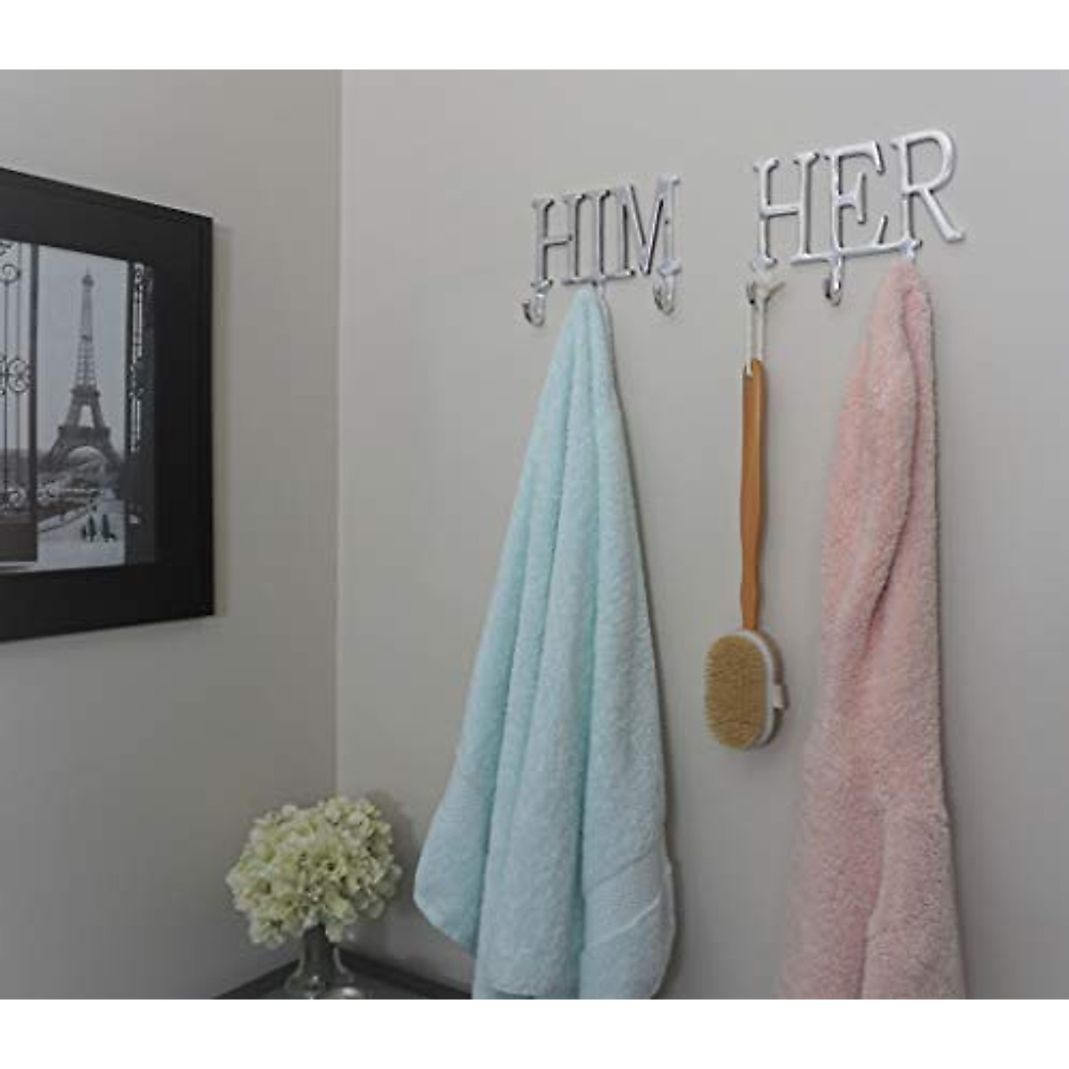 Bliss & Dane His and Hers Towel Hooks for Bathrooms | Set of 2 HIM and HER | Towel Racks for Bathroom |6 Robe Hooks | Bathroom Organizer | Wall Mounted | Bathroom Towel Rack | His and Hers Gifts