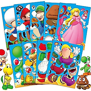 Video Game Make a Face Stickers Cute Funny Cartoon Brother Make Your Own Face Stickers for Kids Boys Girls Birthday Party Favors Goodie Bags Gifts Laptop Luggage Notebook Room Wall Reward Stickers