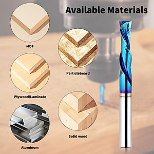 EANOSIC Spiral Router Bits Up Down Compression Bit 1/4 inch Cutting Diameter with Nano Blue Coated, 1/4 inch Shank Solid Carbide CNC End Mill for Wood Carving Engraver Milling Cutters