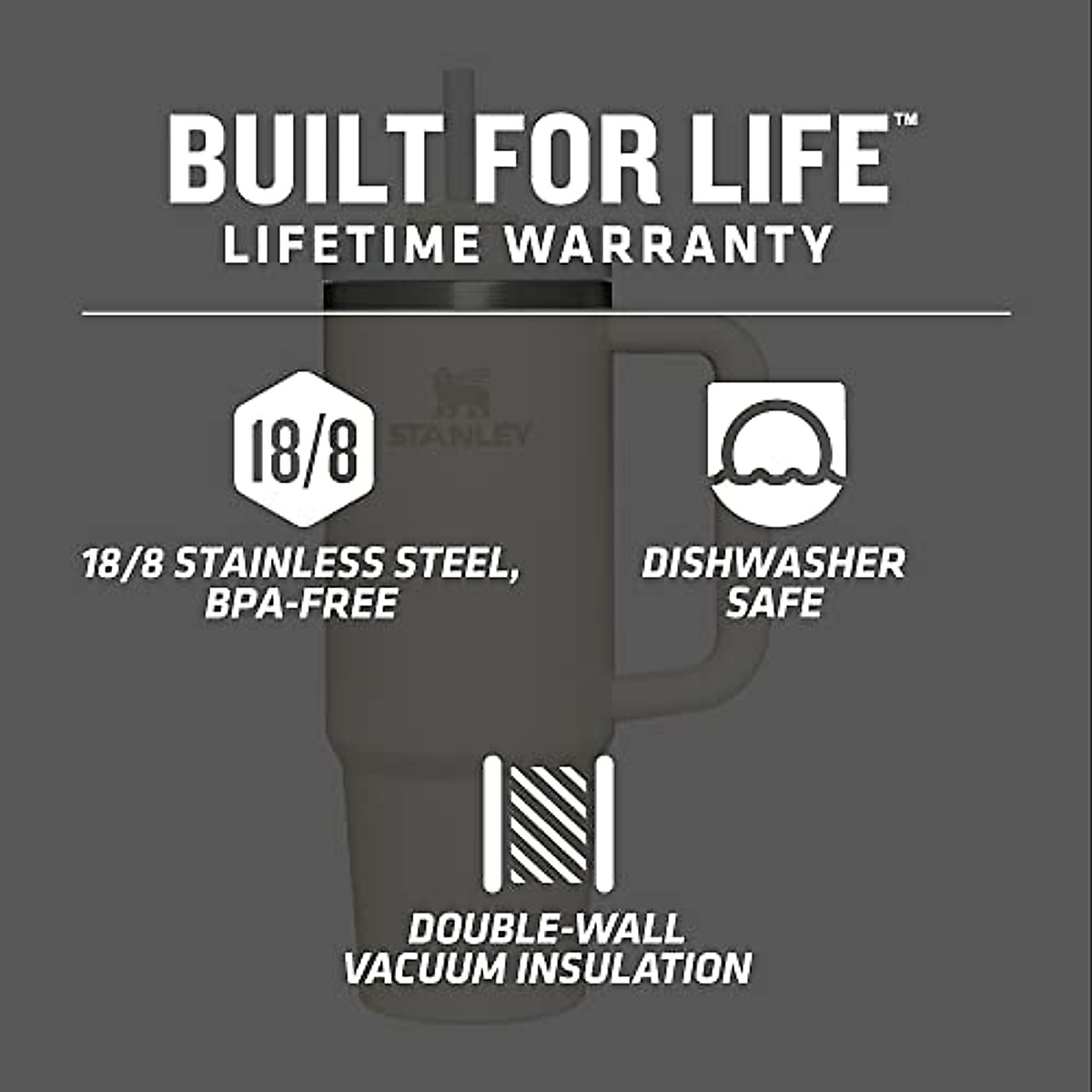 Stanley Quencher H2.0 FlowState Stainless Steel Vacuum Insulated Tumbler with Lid and Straw for Water, Iced Tea or Coffee, Smoothie and More, Cream , 30 oz