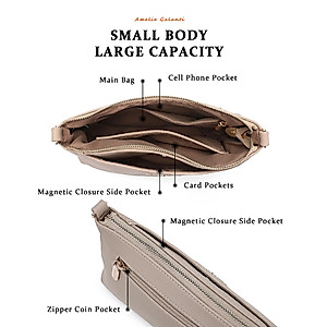 AMELIE GALANTI Small Medium Size Crossbody Bag purse for Women,leather Shoulder handbag with Adjustable Strap (beige)