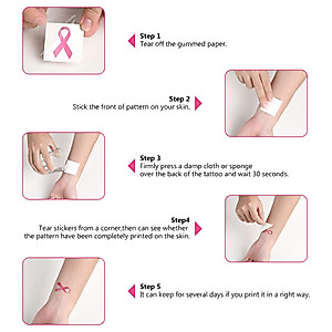 Breast Cancer Awareness Face Tattoos Temporary - Pink Ribbon /Walk/Football/Run/Fundraising Giveaways Favors 144Ct