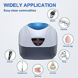 Jewelry Cleaner, Professional Ultrasonic Cleaner with Timer, Portable Household Jewelry Cleaning Machine for Eyeglasses, Rings, Razors, Coin, Earrings, Necklaces, Watches, Combs, Denture 750 mL