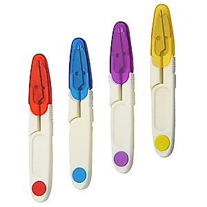 XINMEIWEN 4PCS Portable Yarn Scissors Multipurpose U-Shaped Thread Scissors with Safety Cover for Cross-stitch Craft Clipper Cutter DIY Projects