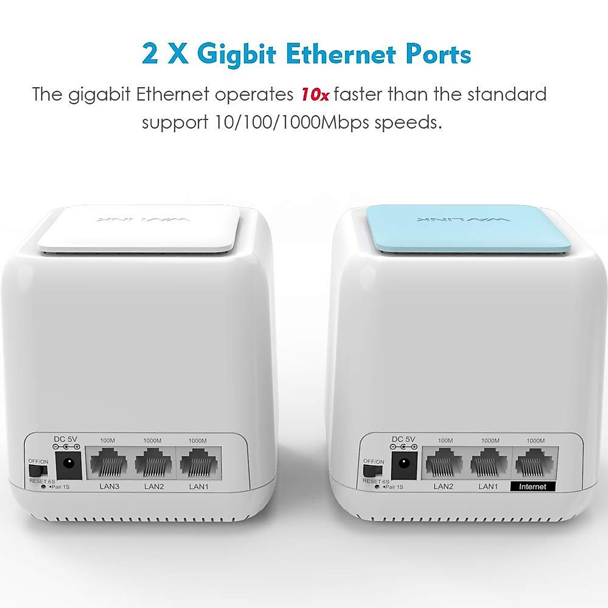 Mesh WiFi Router,Dual Band AC1200 Whole Home Mesh WiFi System with Touchlink Function, Router & Extender Replacement Covers up to 4,500 sq. ft, 2-Pack Includes 1 WiFi Router & 1 WiFi Extenders