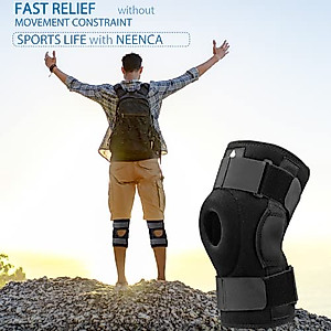 NEENCA Hinged Knee Brace, Compression Knee Support Brace for Men & Women, Open Patella Knee Wrap for Knee Pain, Swollen,Meniscus Tear,ACL,PCL,MCL,Joint Pain Relief, Injury Recovery.