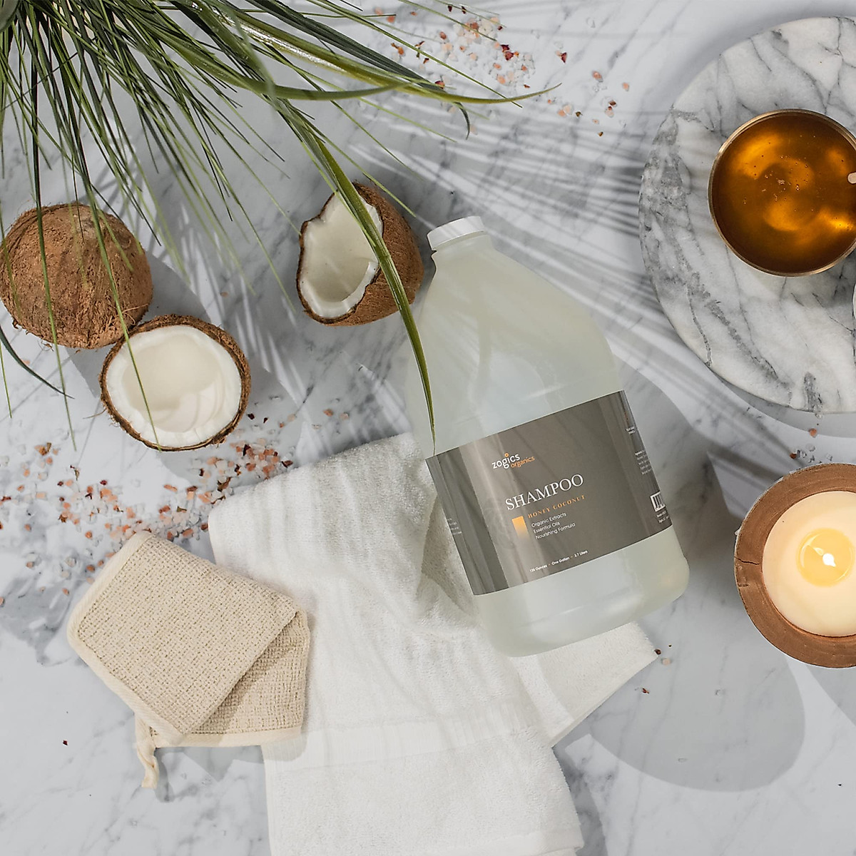 Zogics Organics Shampoo – Organic Shampoo for Women and Men, Hydrating Hair Shampoo with Natural Ingredients like Aloe Vera, Avocado, and Calendula Oil (Honey Coconut Scent, 4 Gallon Case)