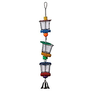 Super Bird Creations SB632 Foraging Bottom’s Up Bird Toy with Clear Acrylic Cups, Medium /Large Bird Size, 18” x 2.5”