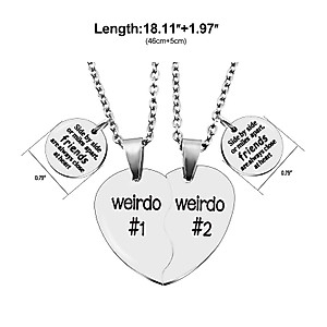 MJartoria Best Friend Necklaces BFF Necklace for 2 Friendship Valentines Day Gifts Matching Heart Pendant Necklace Best Friends Forever (Silver, Miles Apart)