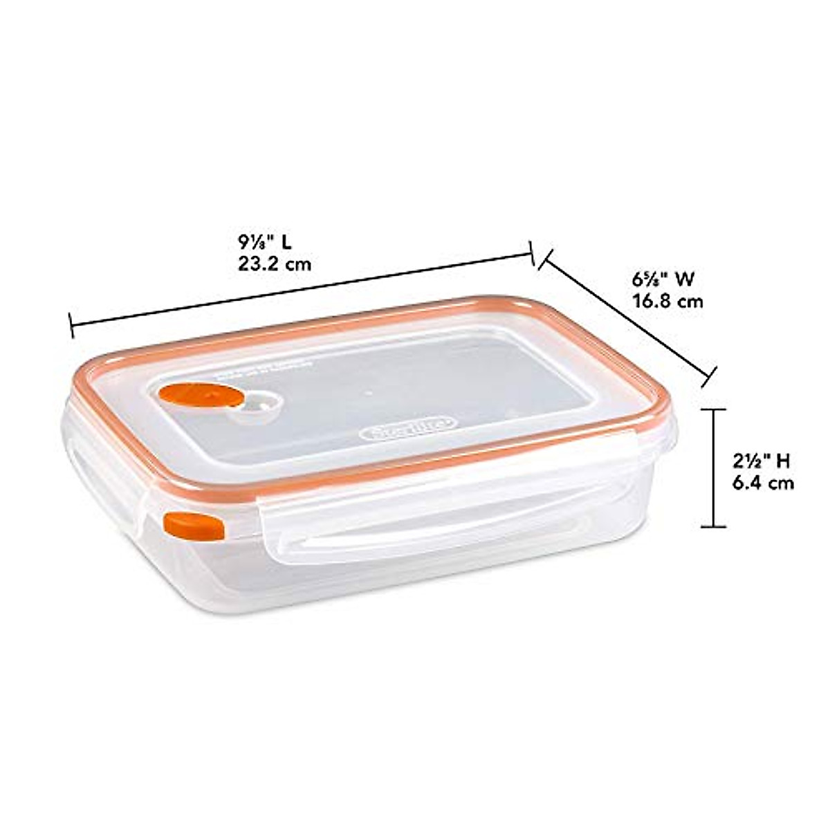 Sterilite 03211106 Ultra-Seal 5.8 Cup Microwave-Safe Food Storage Container with Steam Release Vent, Clear/Orange
