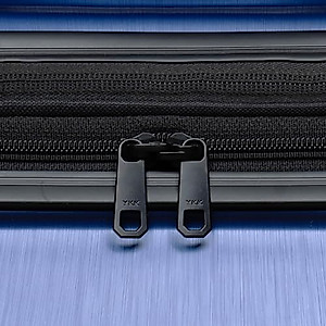 U.S. Traveler Boren Polycarbonate Hardside Rugged Travel Suitcase Luggage with 8 Spinner Wheels, Aluminum Handle, Navy, 3-Piece Set, USB Port in Carry-On