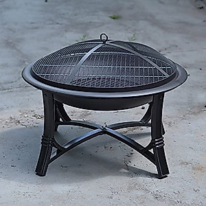 JAHH Camping Fire Pit Bonfire Stove Bonfire Activity Wood Basket Black Garden Decoration Wood Stove Heating Furnace with Baking Net