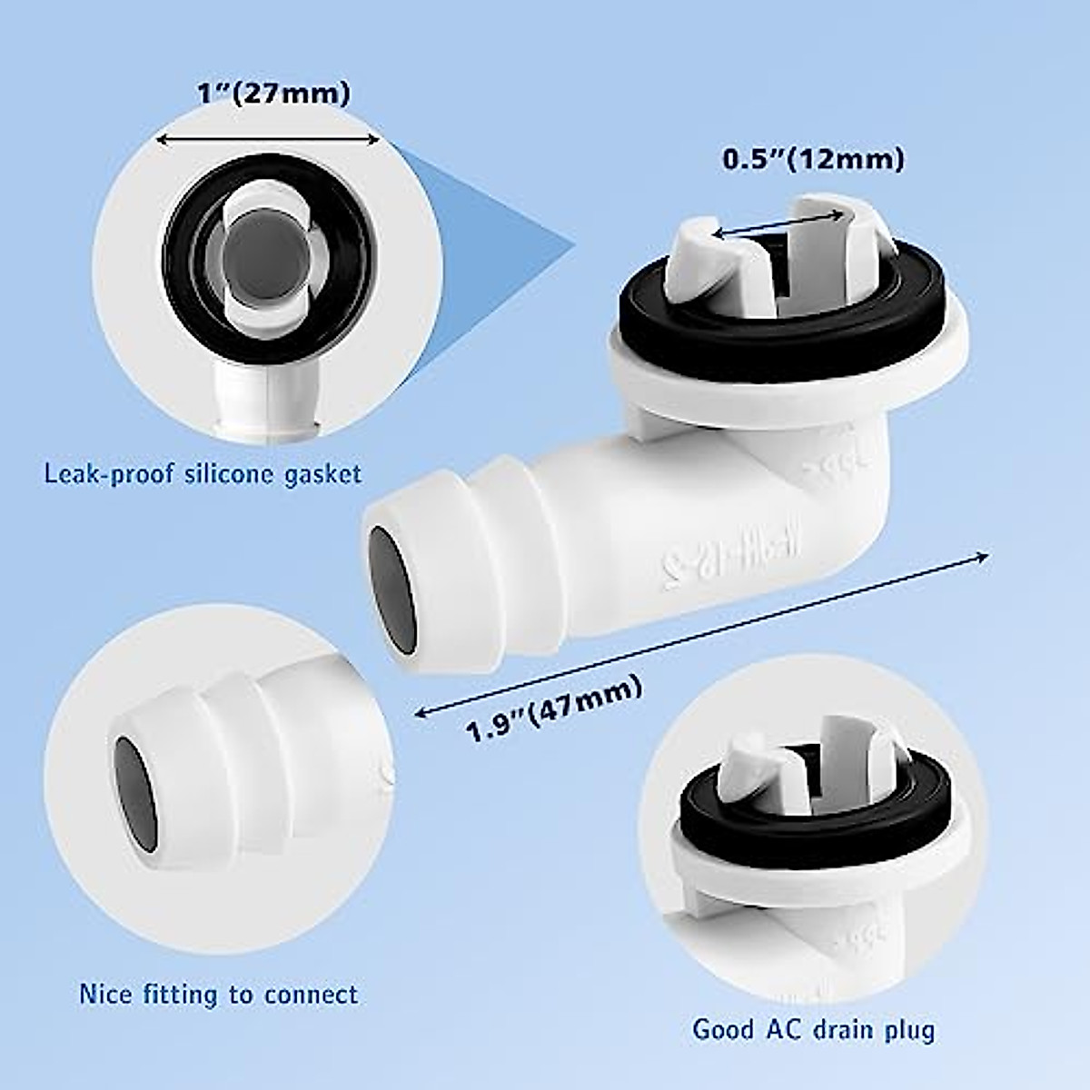 Ucandy 10ft Universal Air Conditioner Drain Hose,AC Drain Hose Elbow Fitting(3/5 inch),Window Air Conditioner Drain Kit for Window AC and Mini Split Units (White-1 Pack)