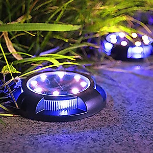 Outdoor lights Solar Underground Lights Outdoor Garden Lights Waterproof Home Garden Lawn Floor Lights Decorative Stair Step Night Lights (Size : 4 sided blue 8 lamp warm light)