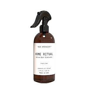 Muse Apothecary Home Ritual Active Odor Eliminator Spray - Odor Eliminator for Home - Furniture Deodorizer Spray & Bathroom Odor Eliminator - Essential Oil Air Freshener - 4oz, Fresh Linen