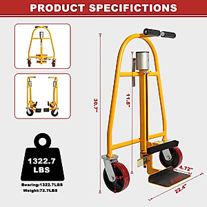 Legines Manual Furniture Mover Tool Set (Set of 2),Heavy Duty Moving Dolly, 1300 lbs Capacity, 12" Lift Height.Machinery Mover Pake Handling Tools.