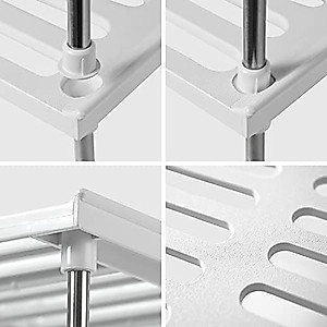 carrotez Kitchen Cabinet Organizer, Cabinet Shelves and Storage, Pantry Storage Shelf Organizer, Kitchen Counter Shelf, Cupboard, Under Sink, Stackable, Expandable, Set of 2, White