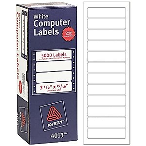 Avery Dot Matrix Printer Address Labels, 15/16" x 3 1/2", White, 5,000 Customizable Blank Labels (4013)