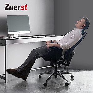 ZUERST Ergonomic Office Chair - Reclining Office Chair with Mesh Seat and Back, 5D Adiustable Headrest, 4D Lumbar Support, Armrest, Big and Tall Swivel Rocking Computer Desk Chairs for Home Office (Bl