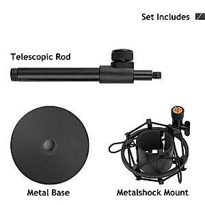 AT2020 Desktop Microphone Stand, Adjustable Table Mic Stand with Mic Shock Mount for Audio Technica AT2020 AT2020USB+ AT2035 ATR2500 Condenser Studio Microphone by Frgyee
