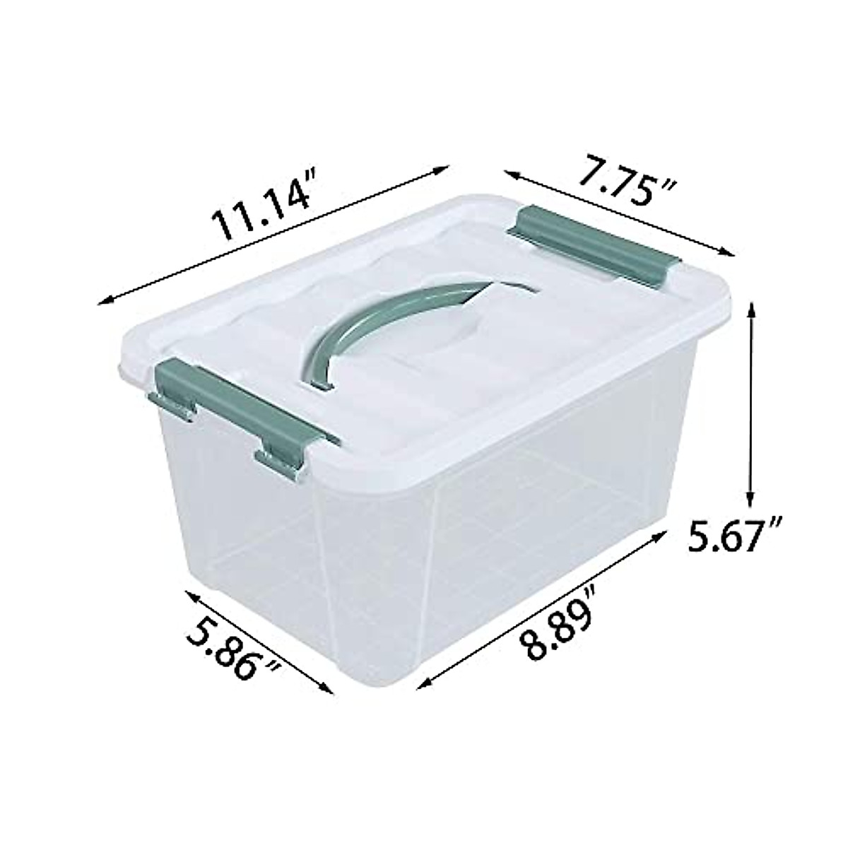 Leendines 6 Pack Small Container Bins, Clear Plastic Storage Boxes with Lids, 11.14''L x 7.75''W x 5.67''H