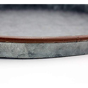 Funerom 13.9X 8.8 inch Galvanized Metal Oval Tray with Rope Handle，Farmhouse Serving Tray.