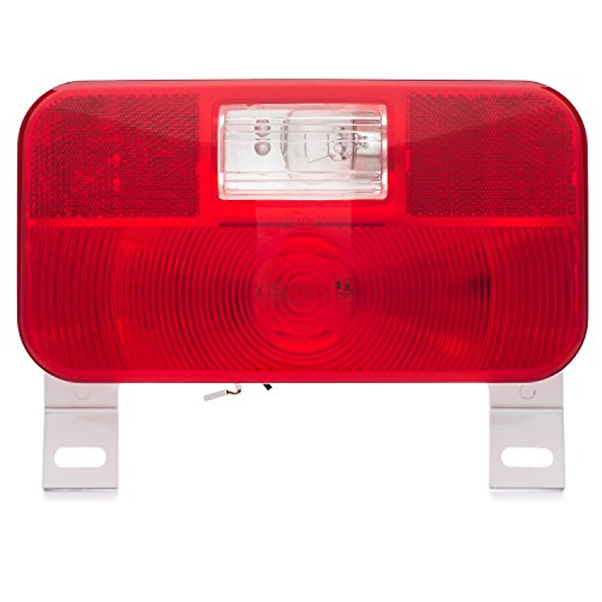 Lumitronics Red Surface Mount Stop/Turn/Tail - License Bracket/Light for RV, Trailer, Camper, 5th Wheel and Motorhomes (White)