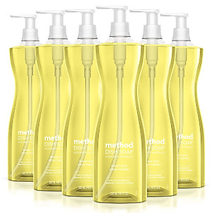 Method Gel Dish Soap Liquid, Lemon Mint, Biodegradable Formula, Tough on Grease, 18 Fl Oz (Pack of 6