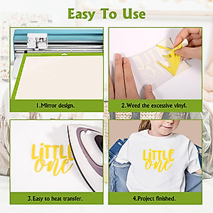 HTV Heat Transfer Vinyl Bundle 12" x 10" - 6 Sheets/Roll, Iron On Transfers for T-Shirts, Easy to Cut & Weed Heat Transfer Vinyl for Custom Shirts, Iron On Vinyl for DIY Crafts, HTV Vinyl Rolls